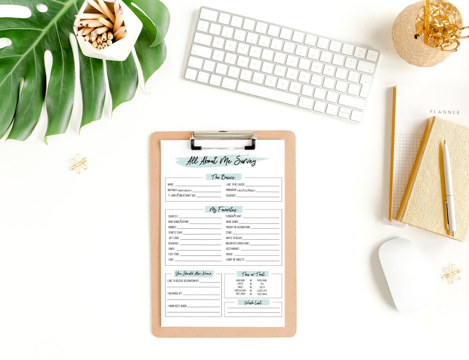 Employee Favorite Things List Printable, All About Me Employee Survey ...