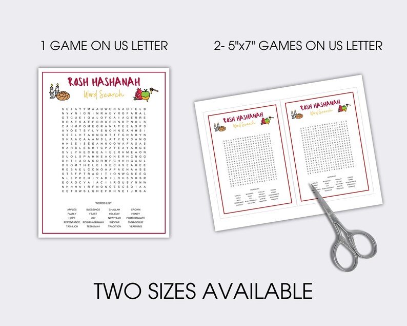 Rosh Hashanah Word Search Game, Jewish New Year Game, Hebrew Holiday ...