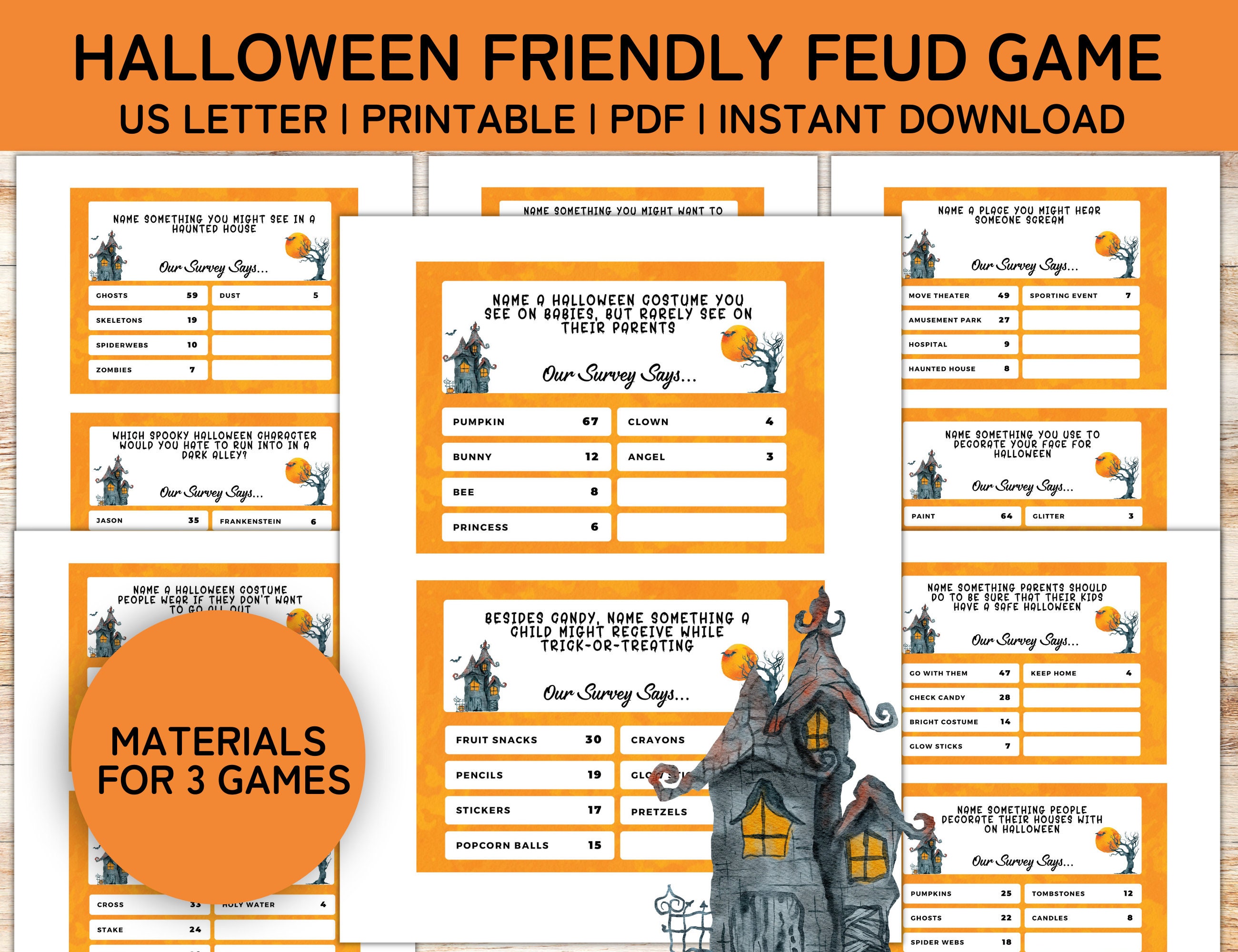 Halloween Friendly Feud Game Halloween Family Friendly Party - Etsy