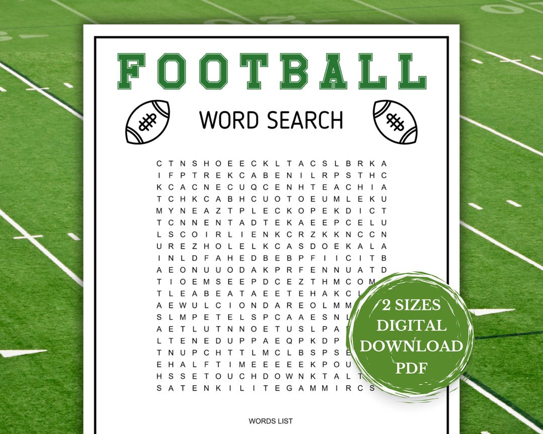 Football Word Search Game, Football Theme Party Games, Birthday Party ...