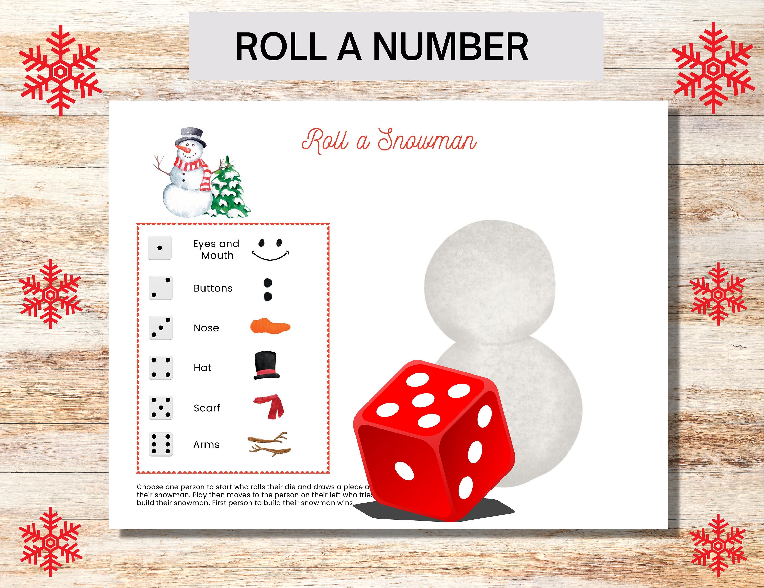 Christmas Roll a Snowman Dice Game, Fun Family Christmas Activity ...