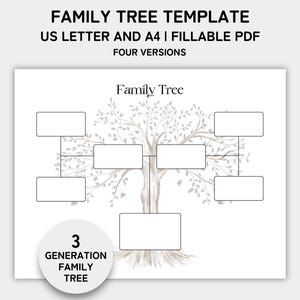 Family Tree Template 3 Generation, Family Tree Chart, Printable for ...
