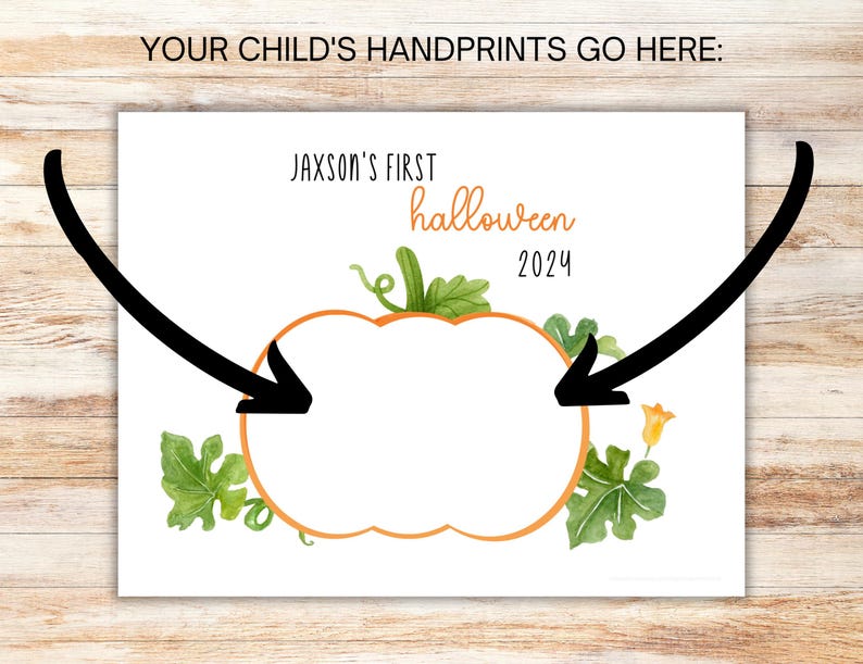 First Halloween Custom Pumpkin Handprint Art, Fall Handprint, Halloween ...