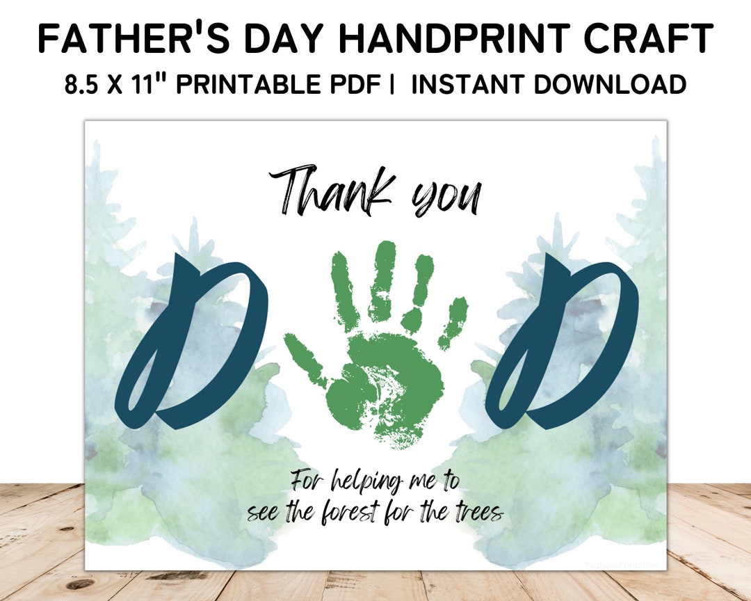 Father's Day Handprint Art, Printable Kid's Handprint Craft, Keepsake ...