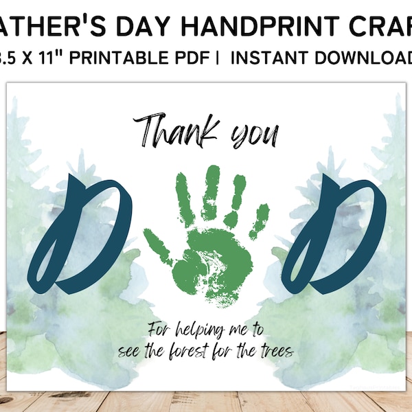 Father's Day Handprint Art, Printable Handprint Craft, Handprint ...