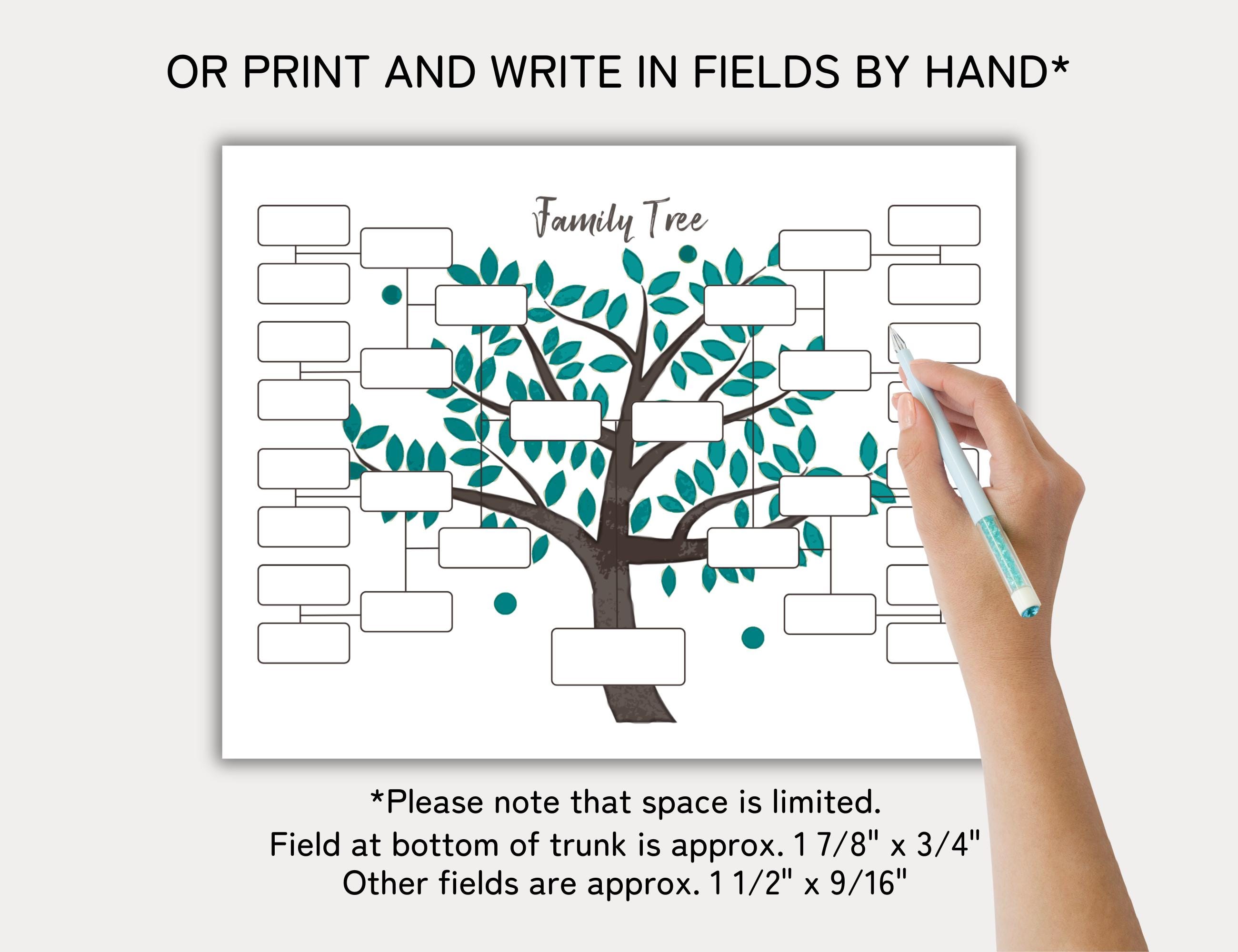 Family Tree Template 5 Generation, Family Tree Chart, Printable for ...