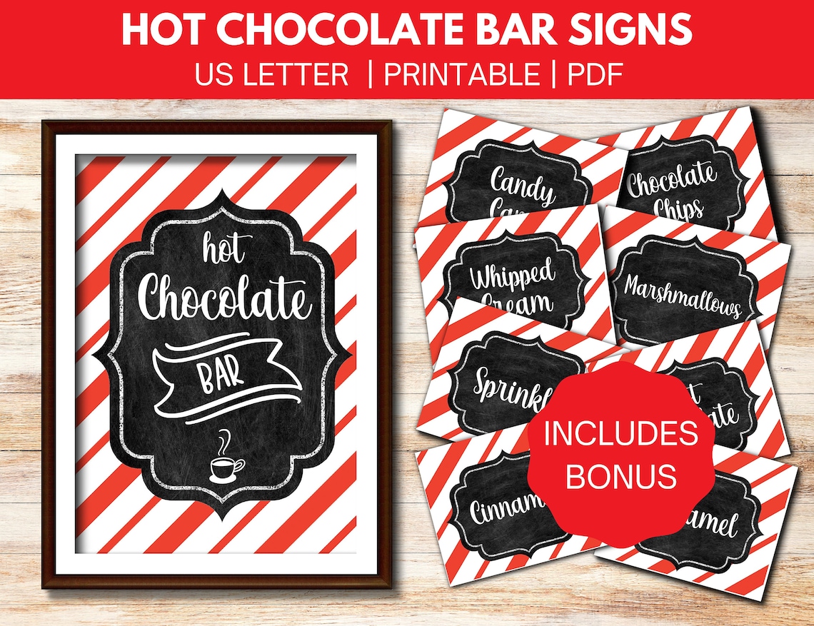 Hot Chocolate Bar Sign and Labels for Hot Cocoa Bar Printable - Etsy