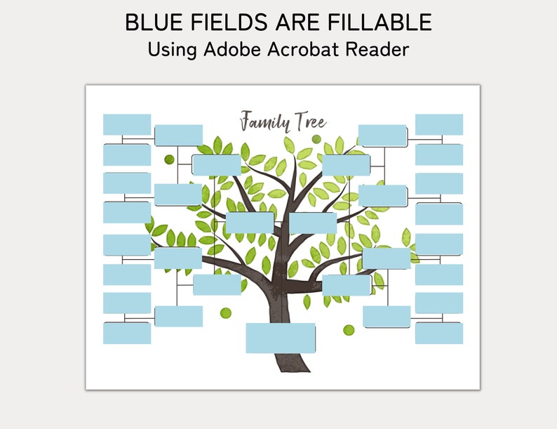 Family Tree Template 5 Generation, Family Tree Chart, Printable for ...