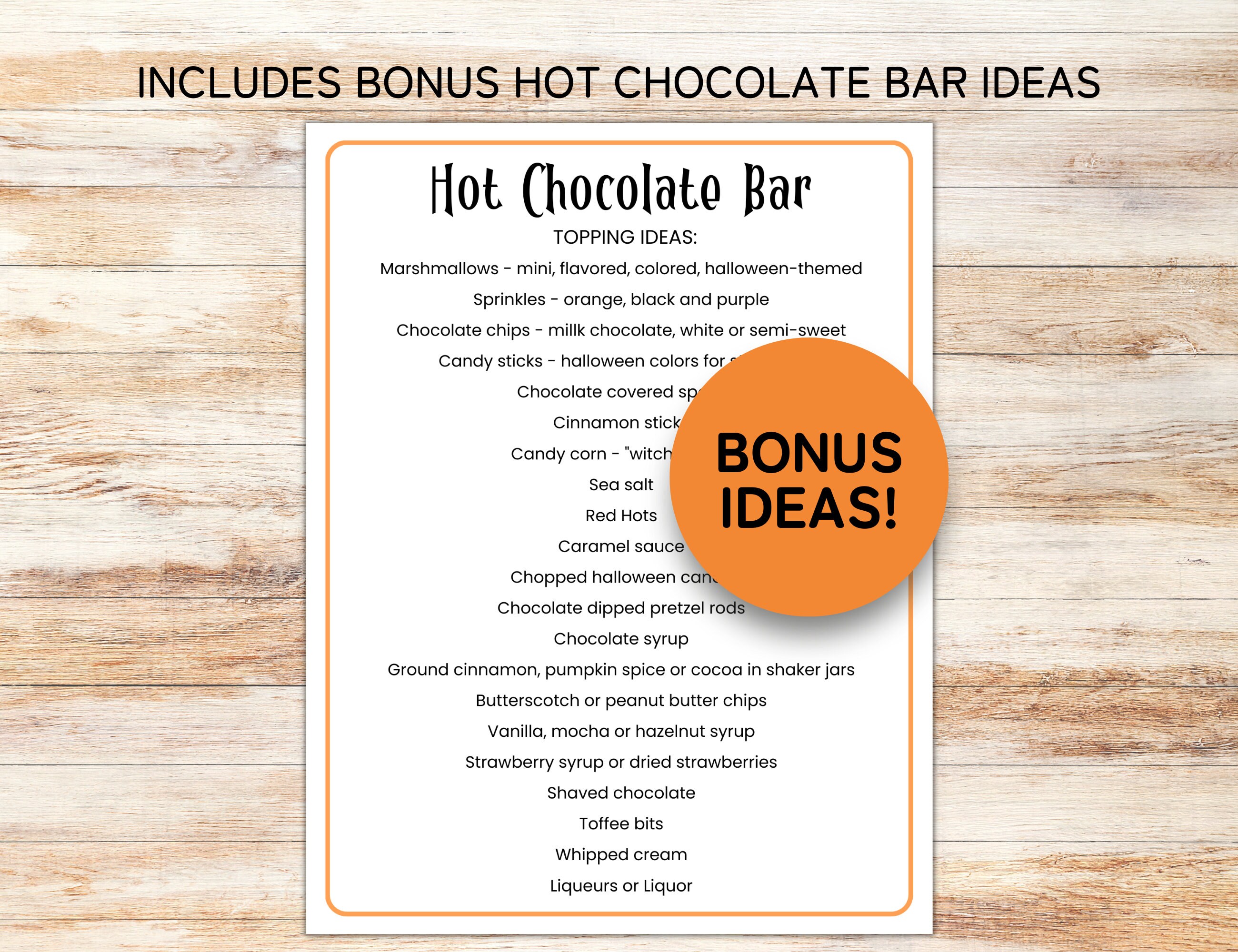 Halloween Hot Chocolate Bar Sign and Labels for Hot Cocoa Bar ...
