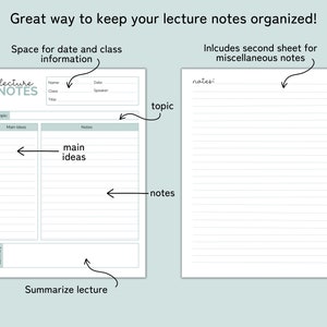 Lecture Notes, Note Taking Template, Cornell Notes, Printable Note ...