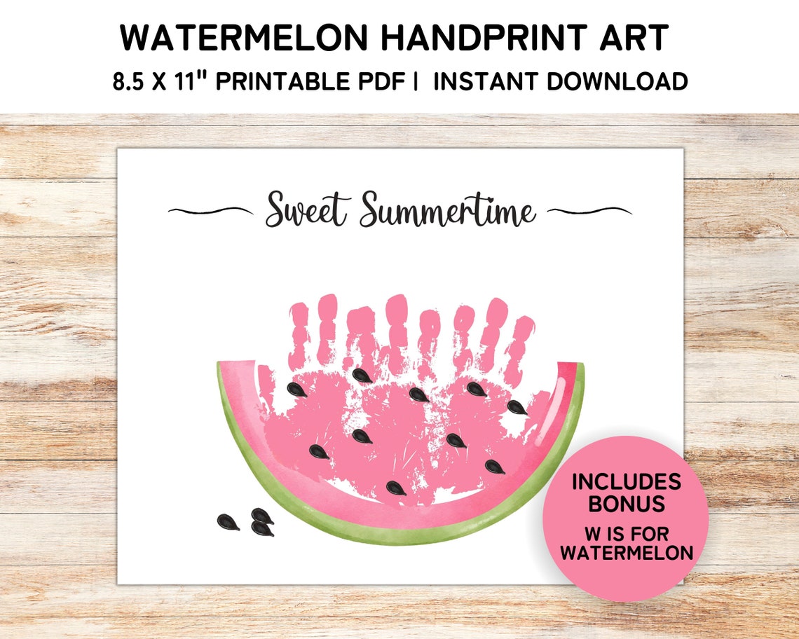 Summer Handprint Art, Watermelon Handprint Art, Printable Summer ...