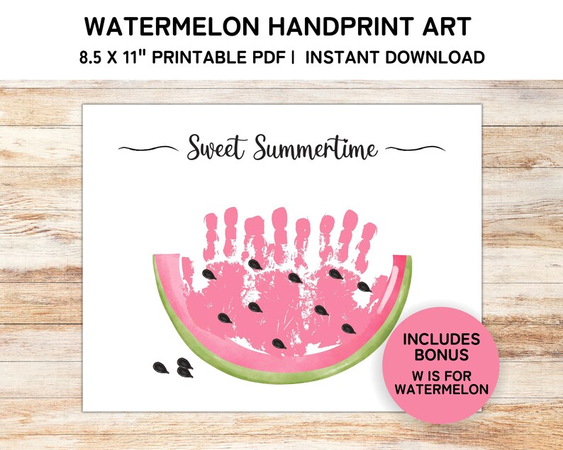 Summer Handprint Art, Watermelon Handprint Art, Printable Summer ...