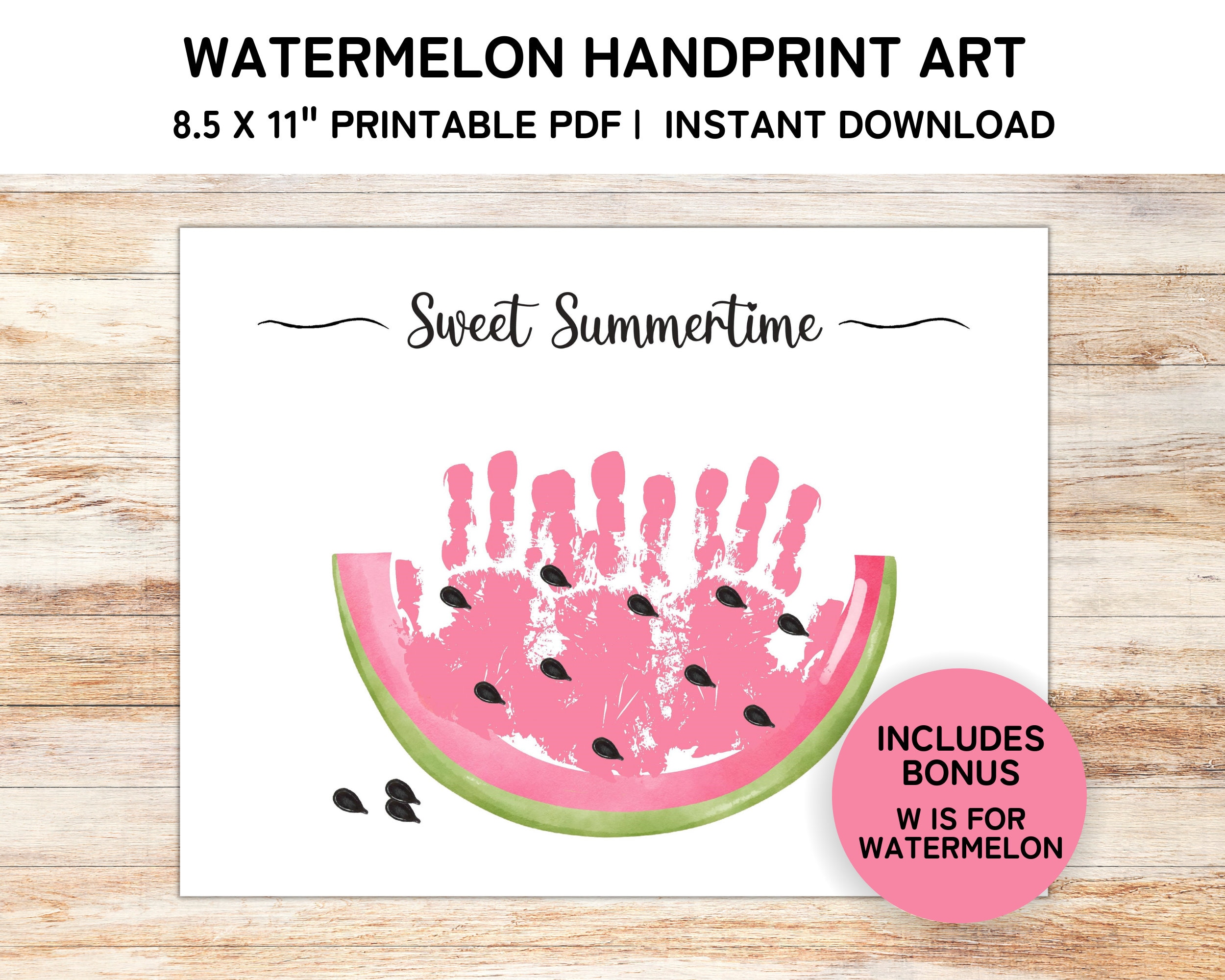 Summer Handprint Art, Watermelon Handprint Art, Printable Summer ...