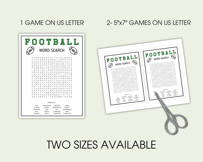 Football Word Search Game, Football Theme Party Games, Birthday Party ...