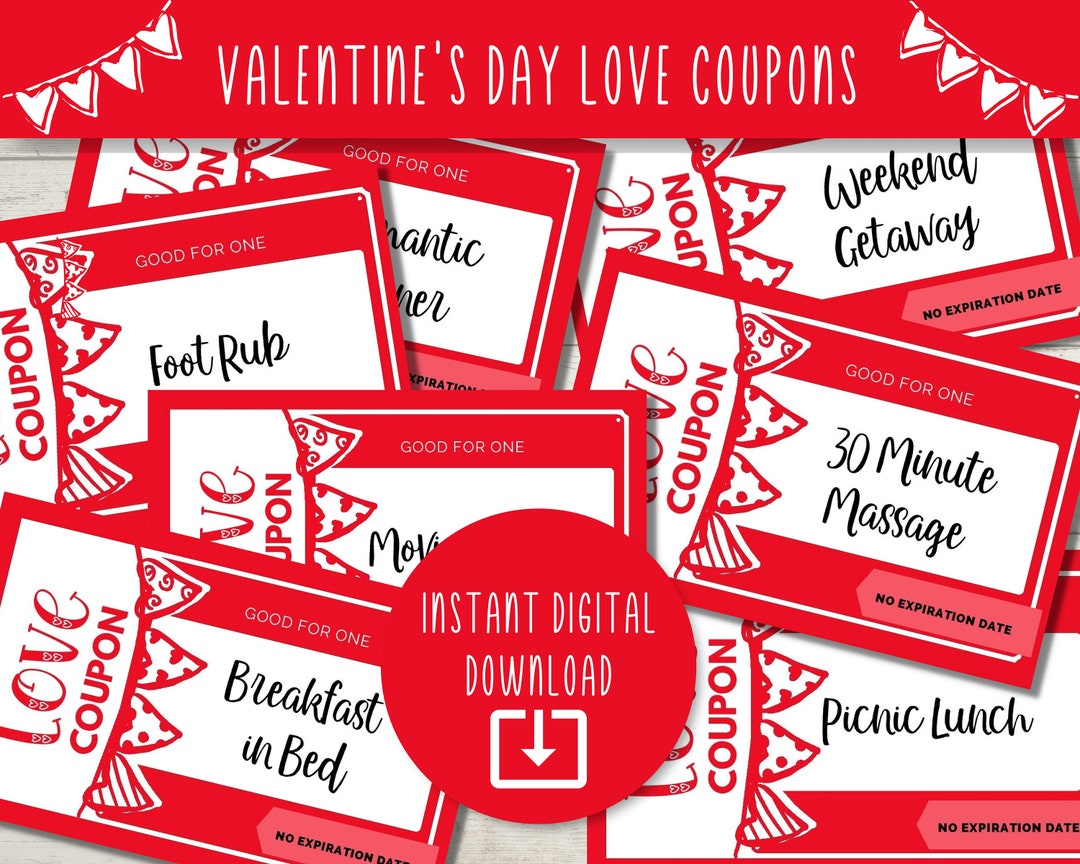Love Coupons, Valentine's Day Coupons, Printable Love Coupons ...