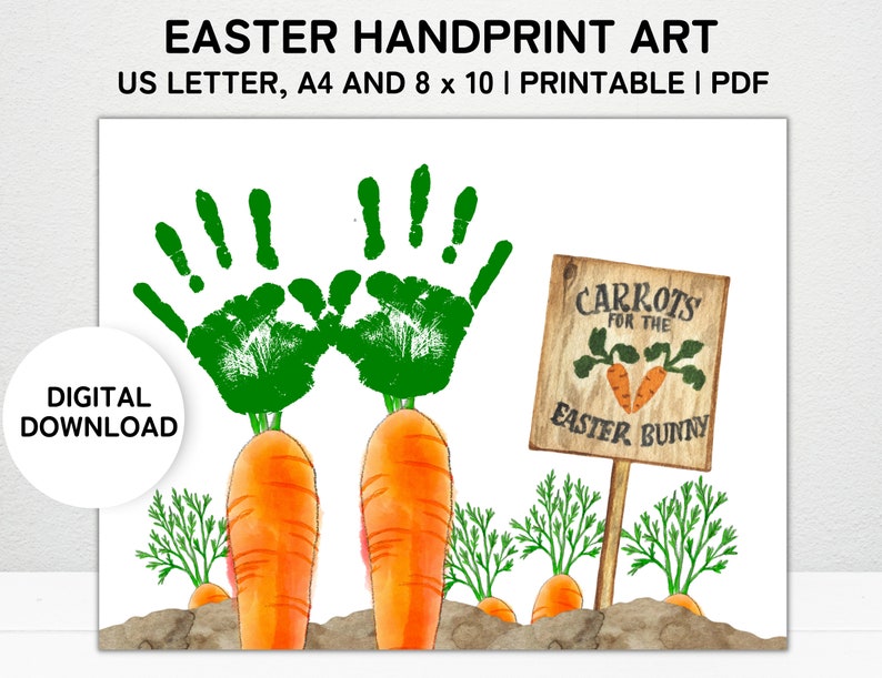Easter Handprint Art, Printable Handprint Craft, Easter Printables for ...