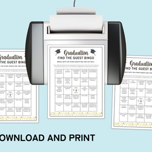 Graduation Find the Guest Bingo Game for Graduation Party, Mix and ...