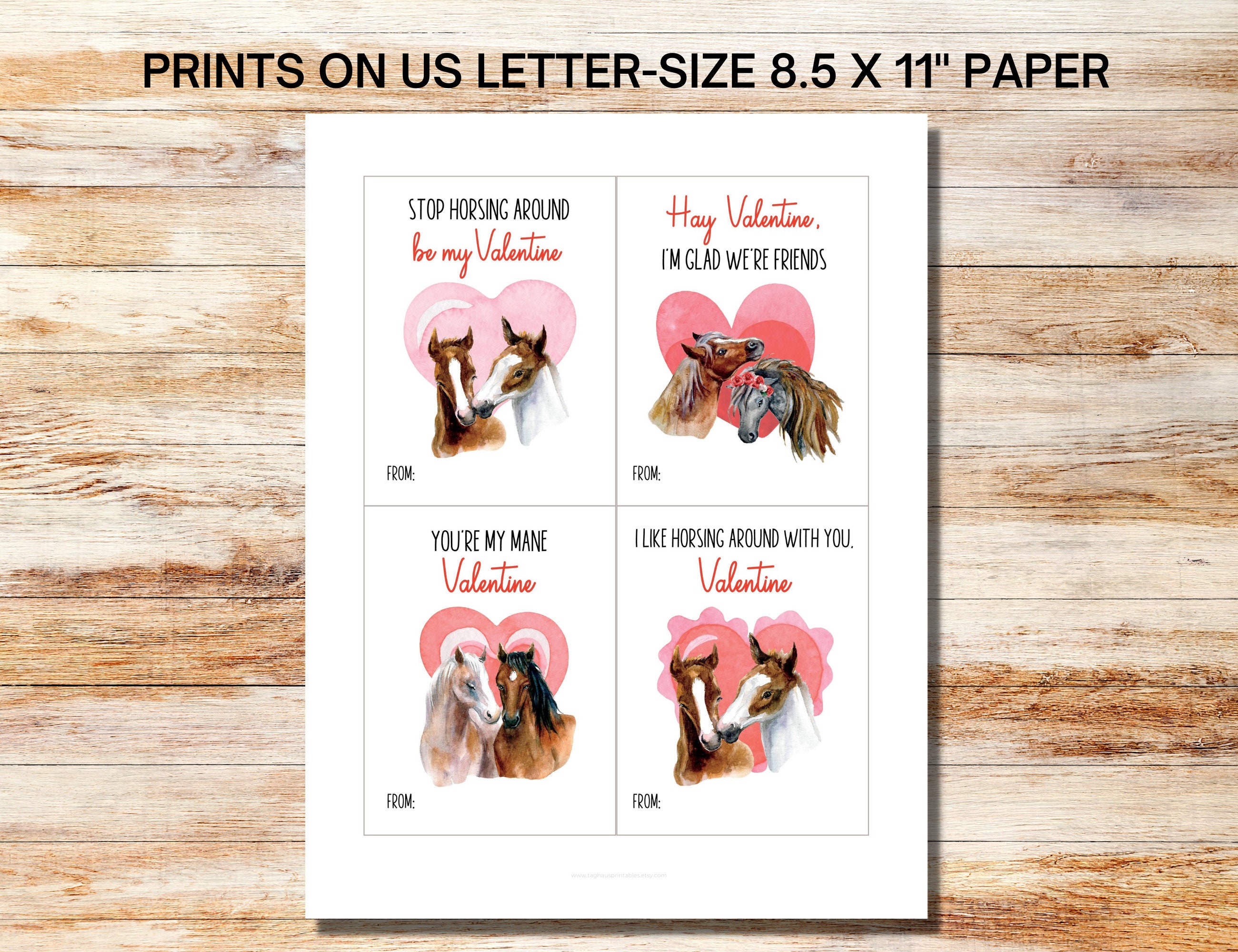 Horse Valentine Printable, Valentine Cards for Kids, Class Valentines ...