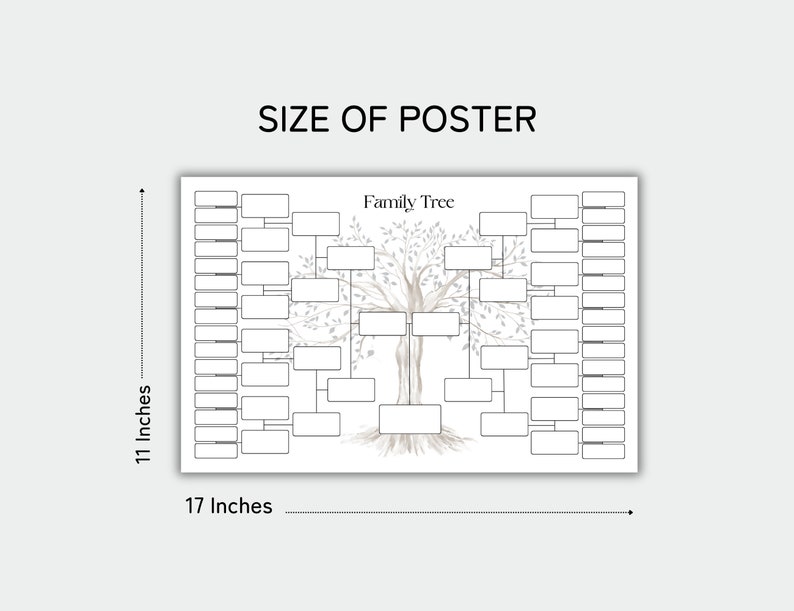 6 Generation Family Tree Poster, Blank Physical Family Tree Chart, 11 X ...