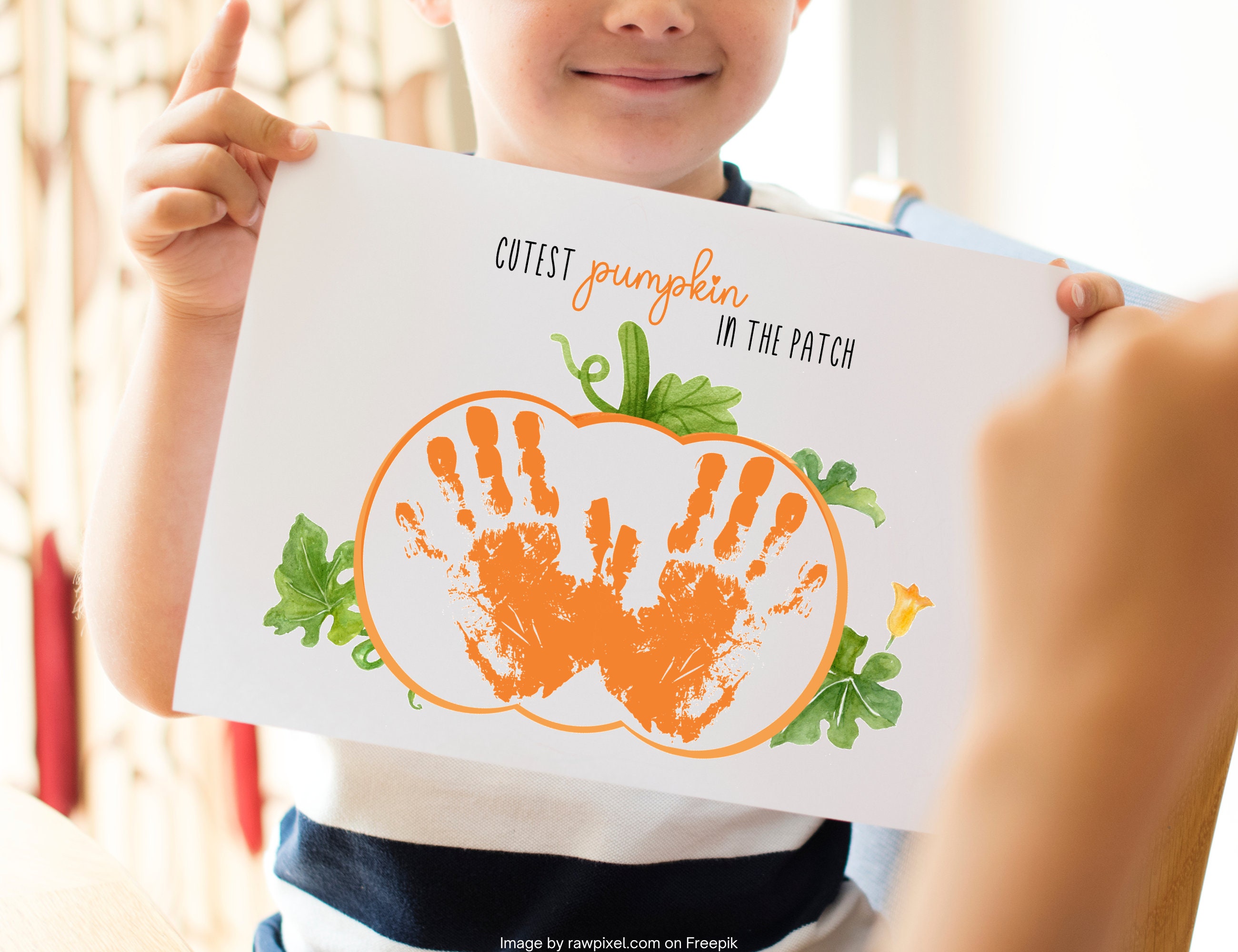 Pumpkin Handprint Art, Fall Handprint Craft, Halloween Pumpkin ...