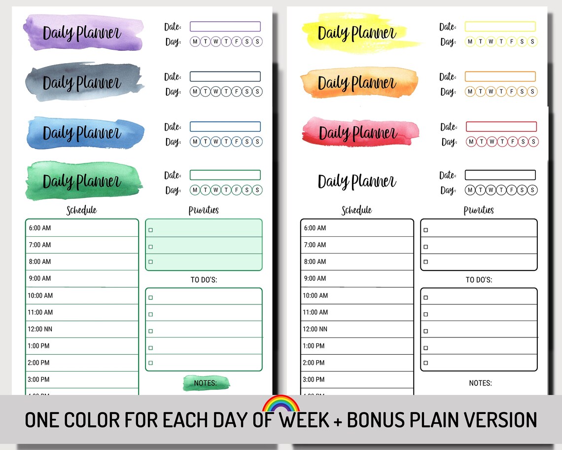 Daily Planner and AM/PM Journal, Printable, Daily to Do List, Daily ...