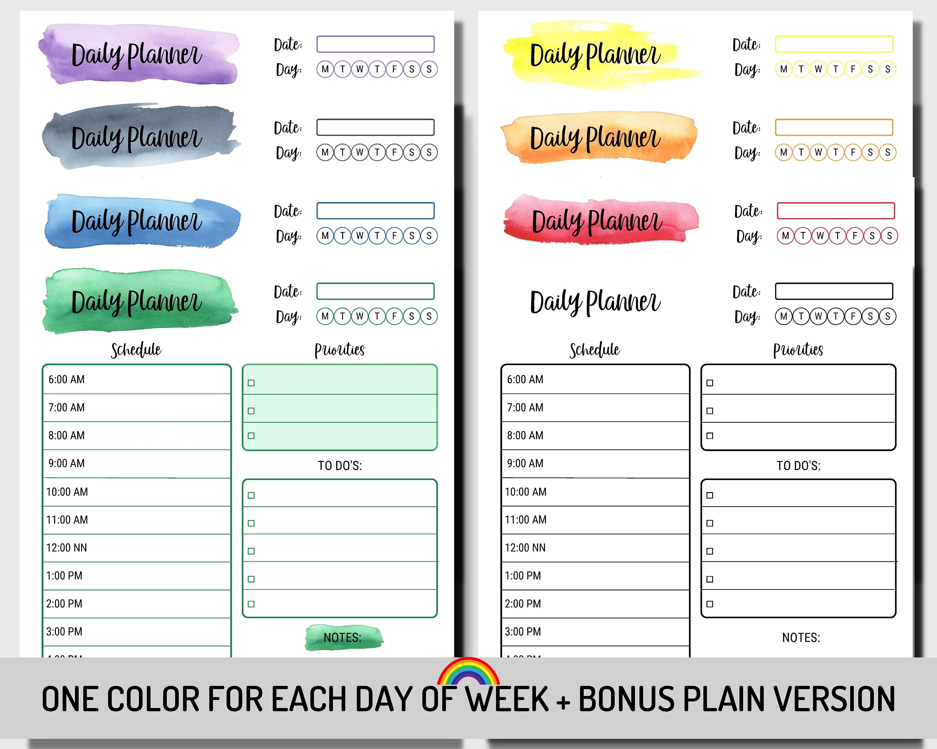 Daily Planner and AM/PM Journal, Printable, Daily to Do List, Daily ...