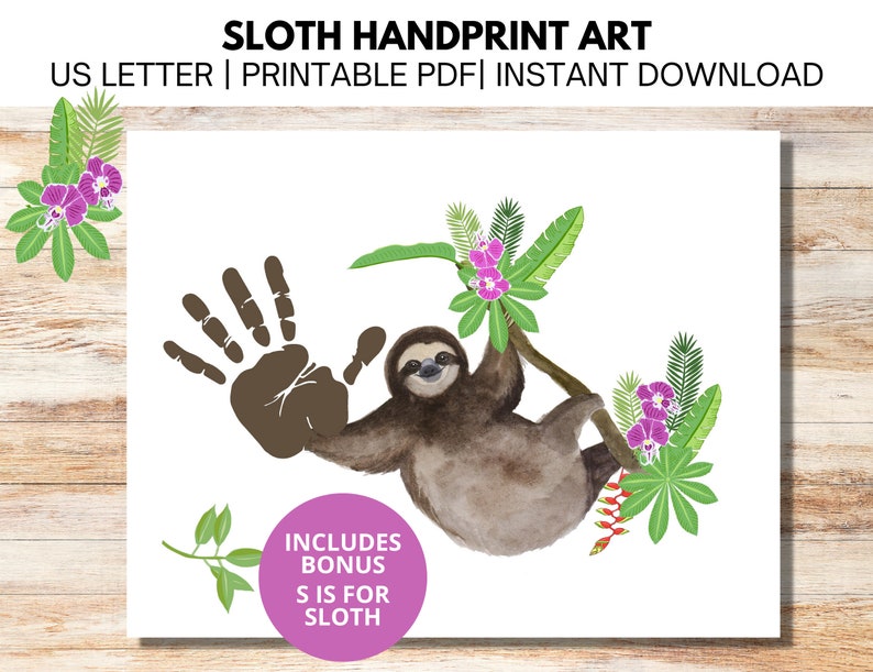 Sloth Handprint Art, Kids Handprint Crafts, Printable Keepsake, Toddler ...