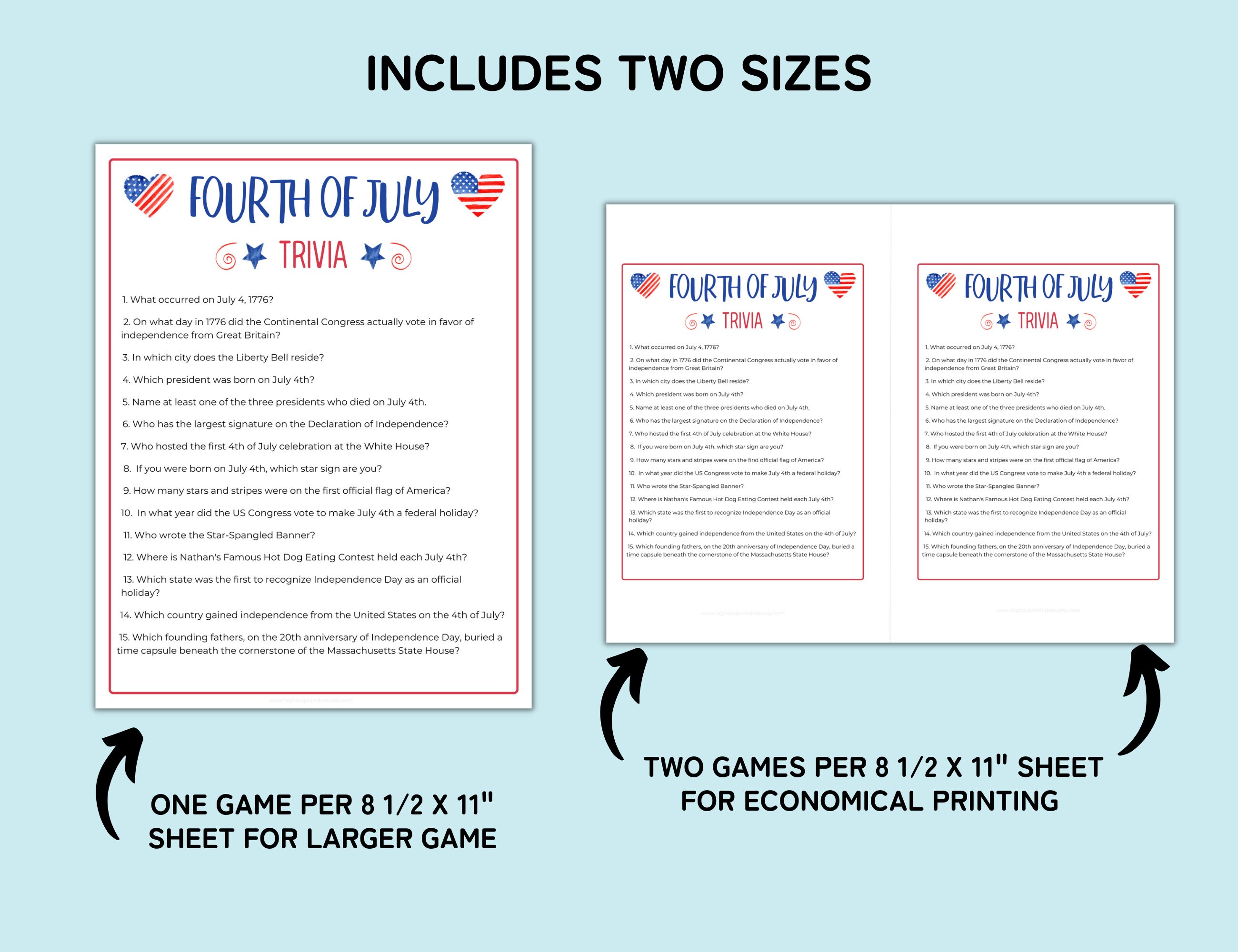 Patriotic Icebreaker: Printable 4th of July Trivia Game, Patriotic ...