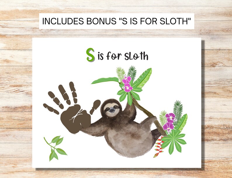 Sloth Handprint Art, Kids Handprint Crafts, Printable Keepsake, Toddler ...
