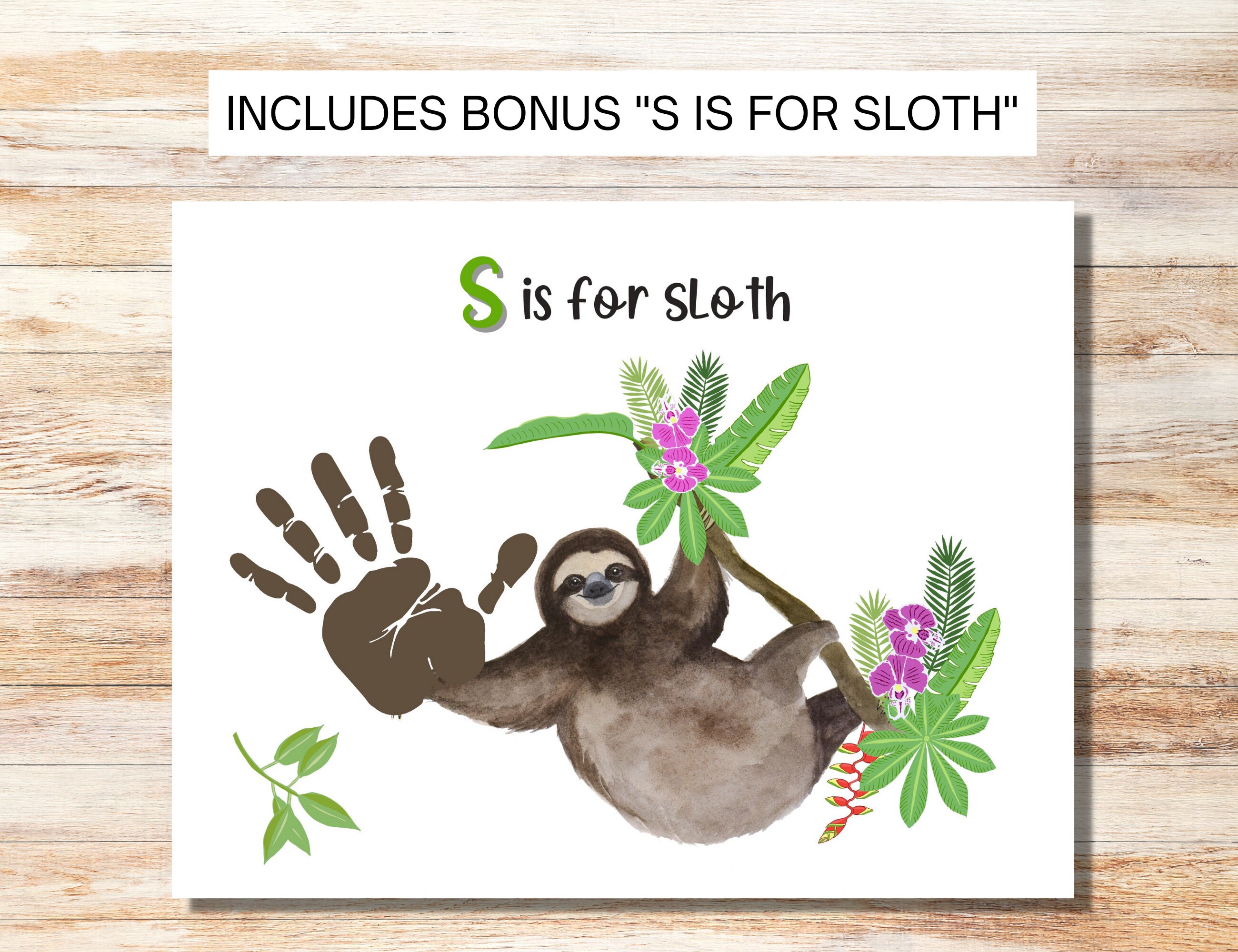 Sloth Handprint Art, Kids Handprint Crafts, Printable Keepsake, Toddler ...