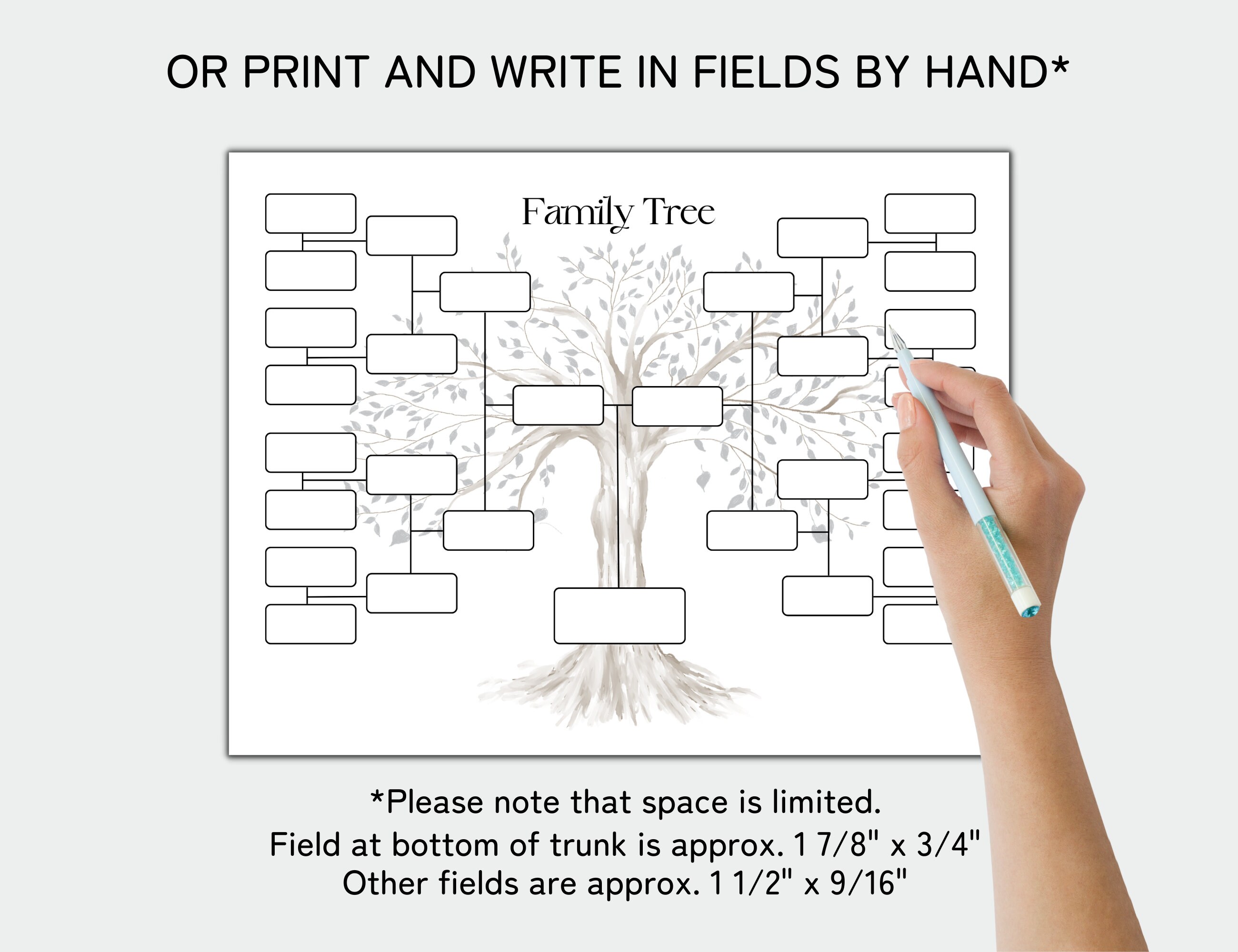 Family Tree Template 5 Generation, Family Tree Chart, Printable for ...
