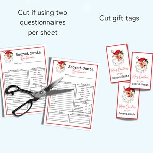 Secret Santa Questionnaire Bundle, Printable Secret Santa Gift Exchange ...