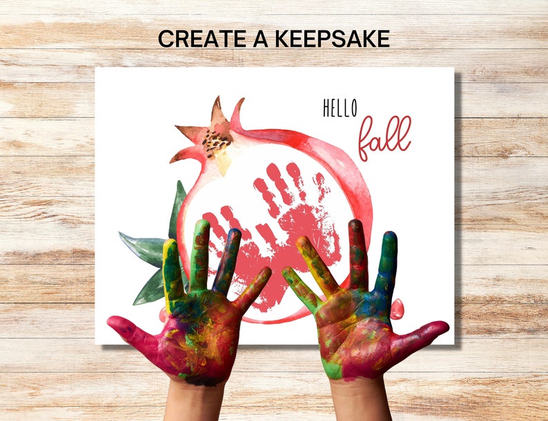 Fall Handprint Art, Hello Fall Handprint Craft, Pomegranate Art ...