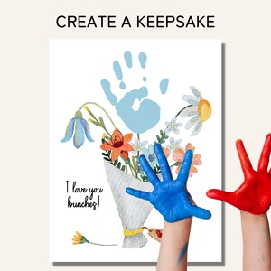 Printable Flower Handprint Art, Mother's Day Handprint Craft Gift for ...