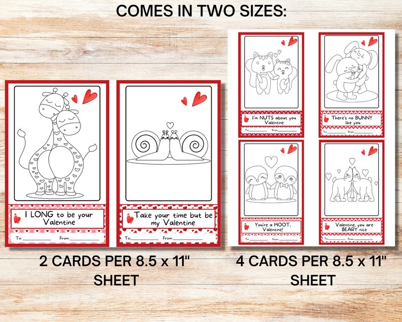 Valentine Coloring Cards, Printable Valentine Coloring Cards for Kids ...