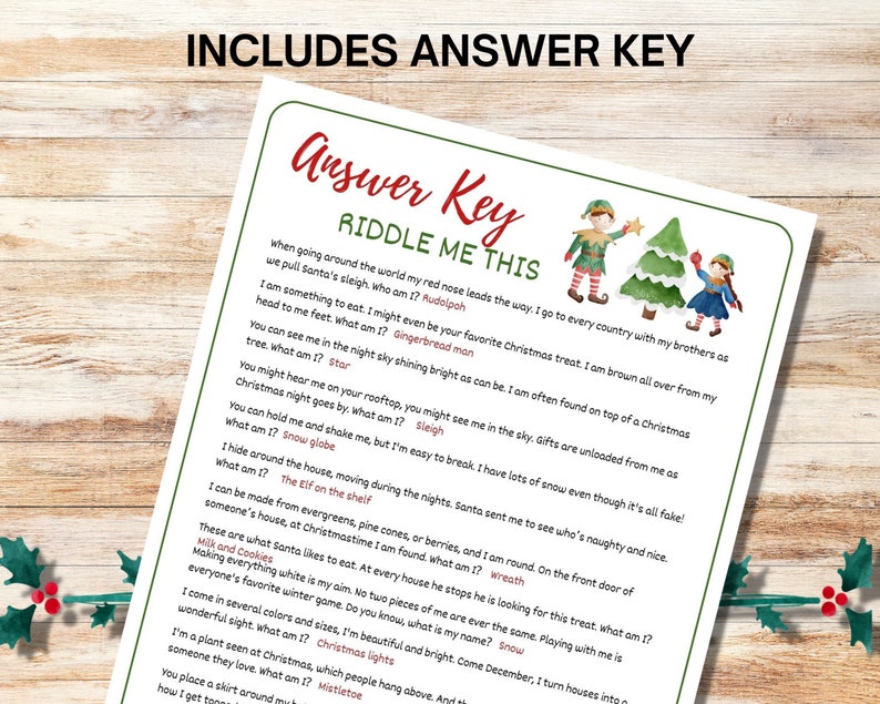 Christmas Riddle Me This, Christmas Party Game, Christmas Trivia Game ...