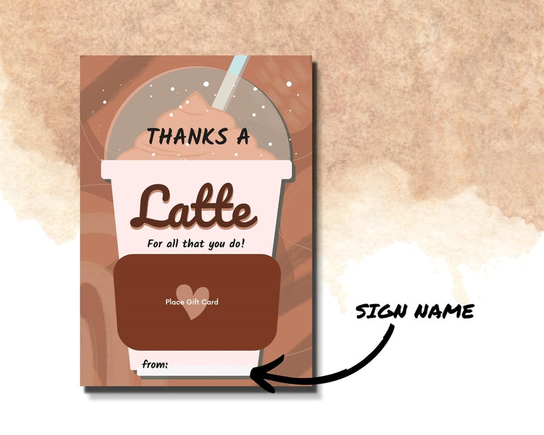 Printable Coffee Gift Card Holder for Staff, Employee, Teacher ...