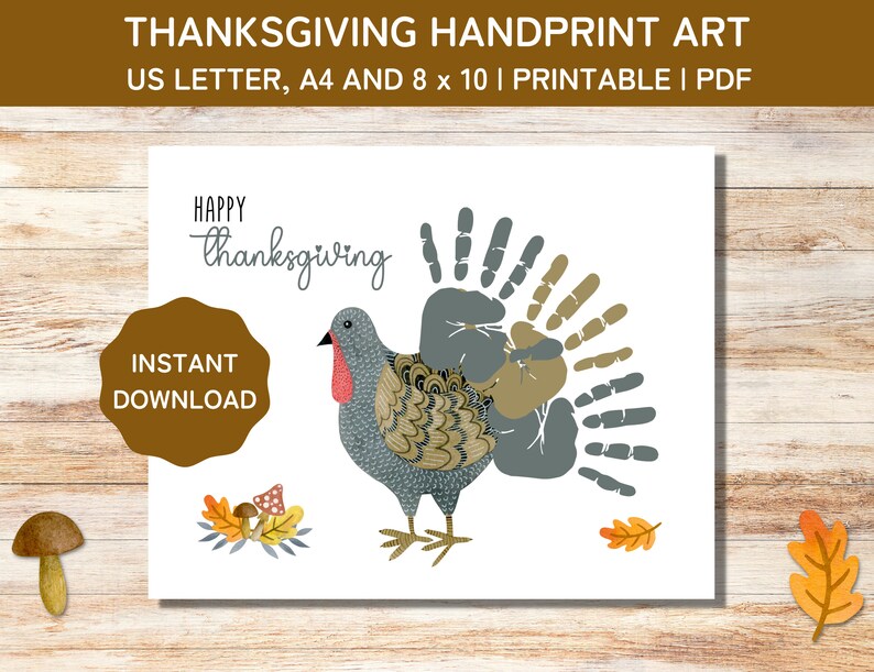Thanksgiving Handprint Art, Fall Handprint, Turkey Handprint Craft ...