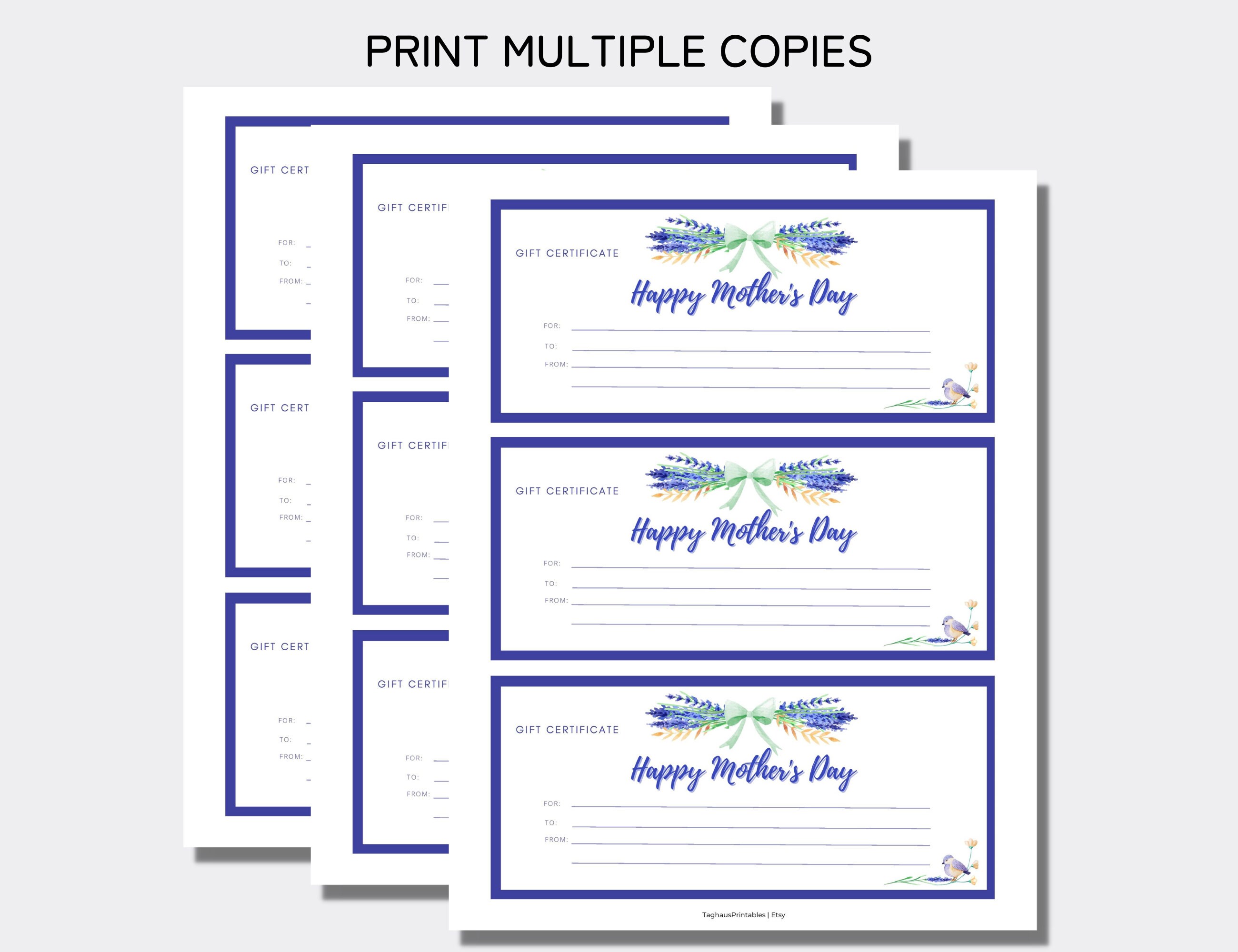 Mother's Day Gift Certificate, Printable Lavender Gift Coupon for Mom ...