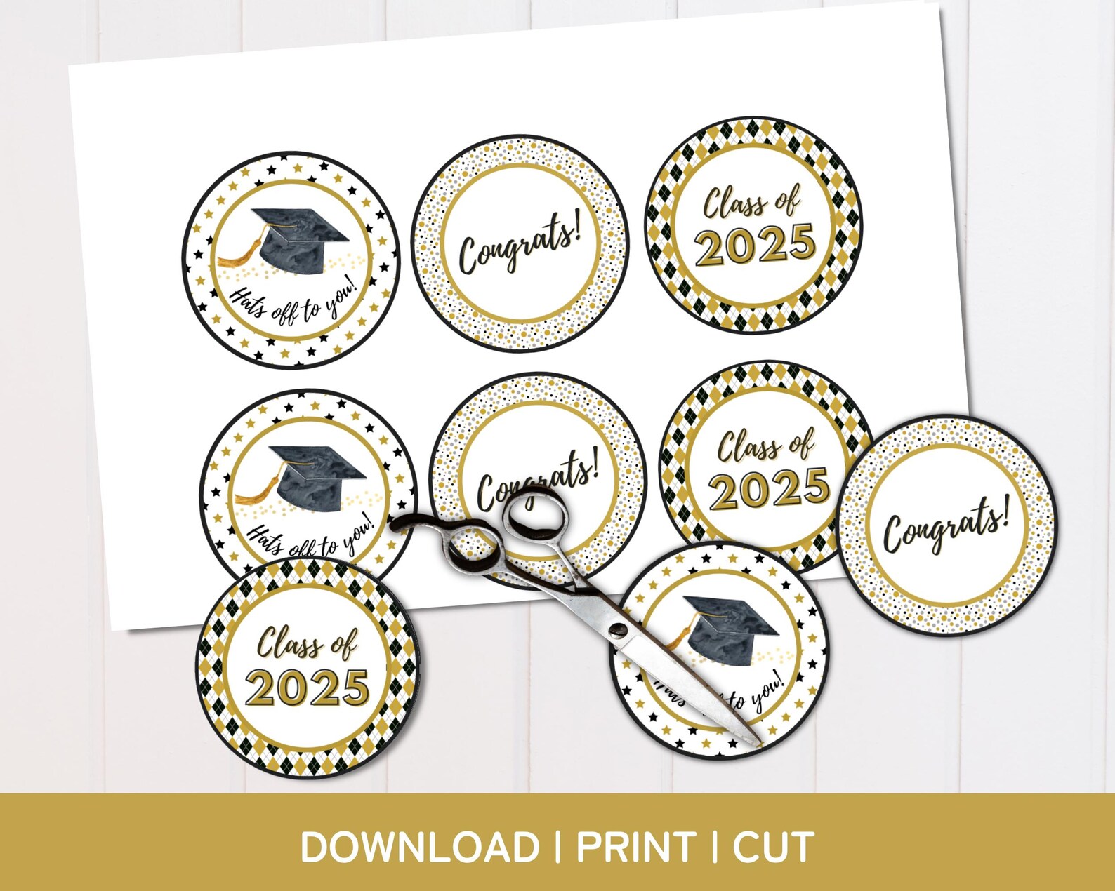 Printable Graduation Cupcake Toppers, 2025 Graduation Party Decorations ...