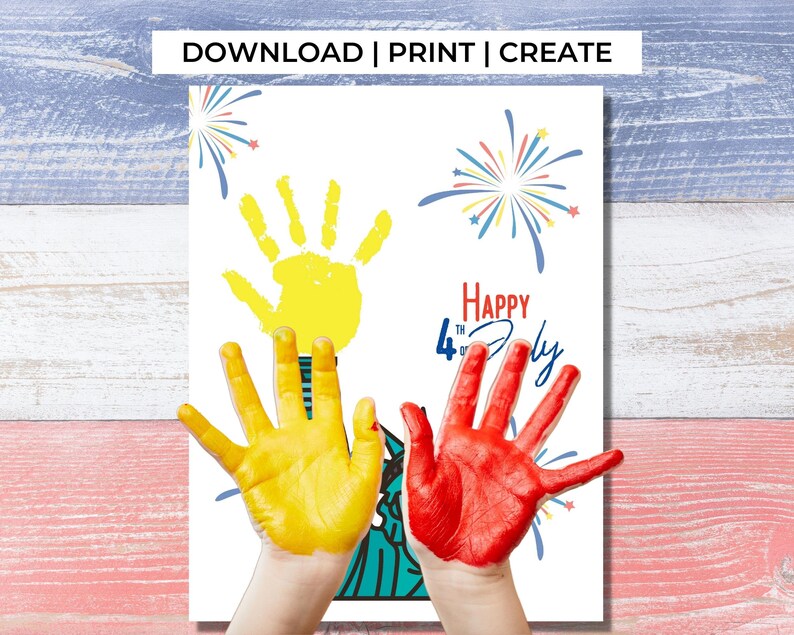 Fourth of July Handprint Art, Printable Summer Keepsake, Statue of ...