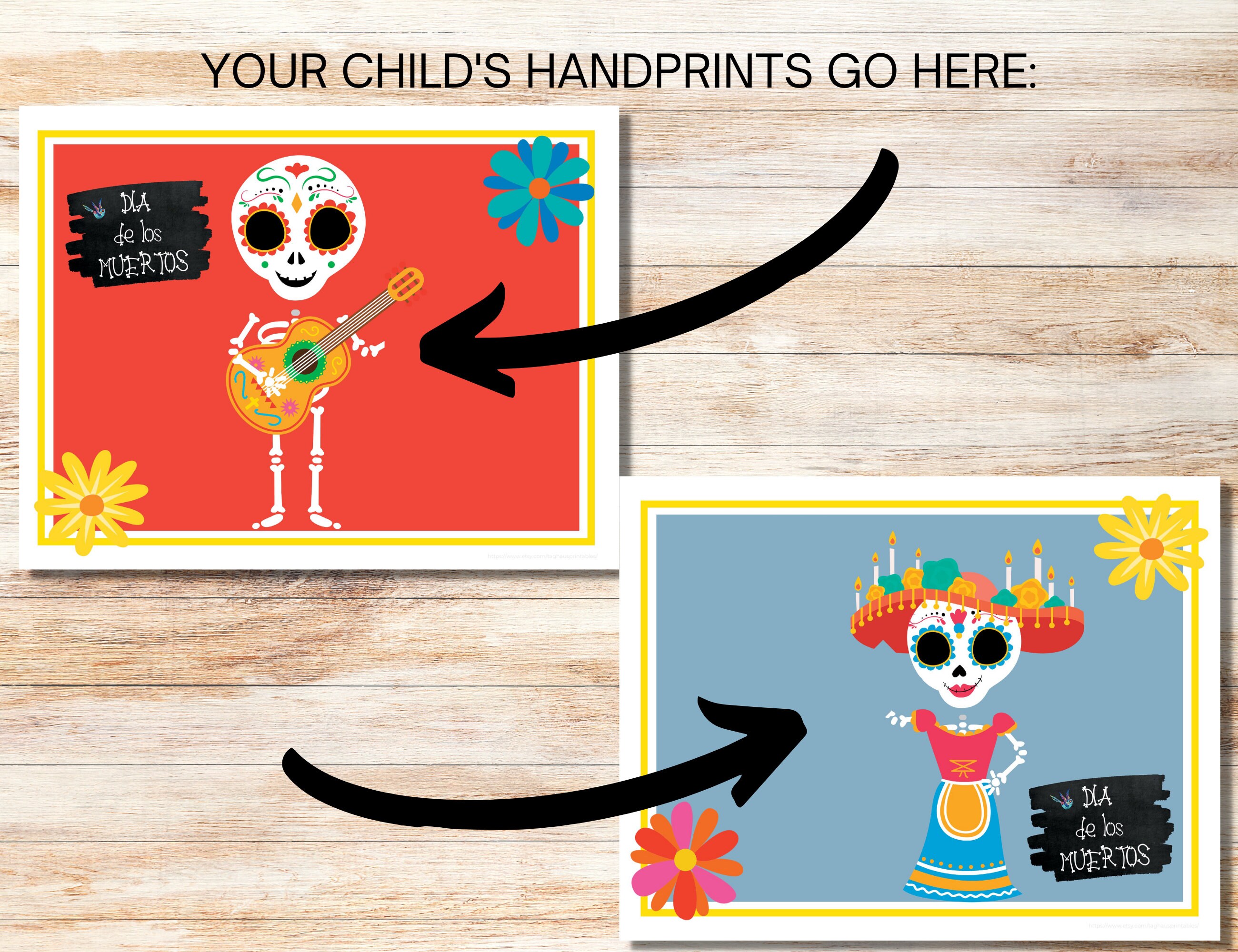 Dia De Los Muertos Handprint and Footprint Art Bundle, Day of the Dead ...