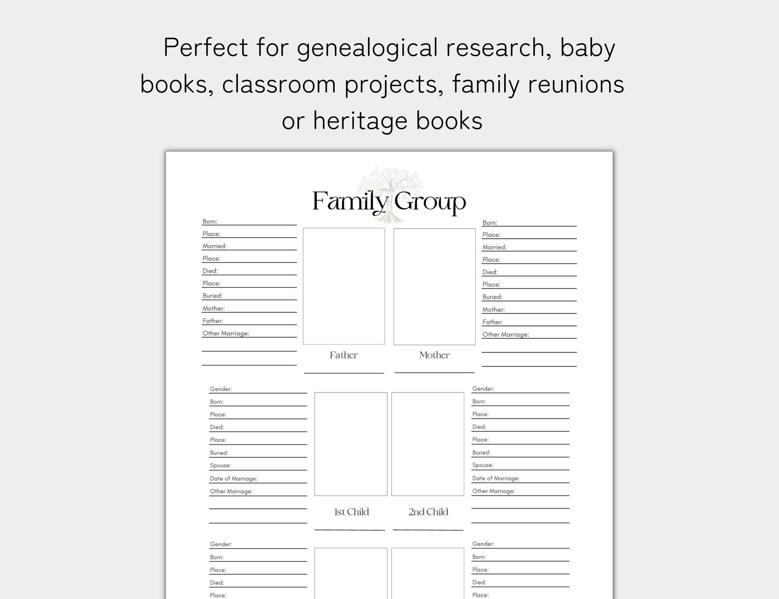 Family Tree Template, Family Tree Chart, Printable for Family Reunion ...