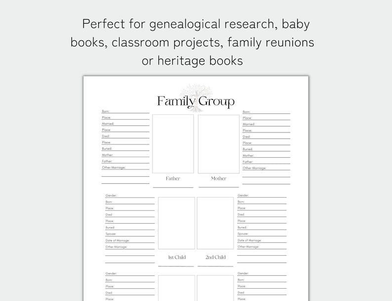 Family Tree Template, Family Tree Chart, Printable for Family Reunion ...