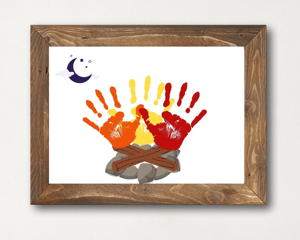 Campfire Handprint Art, Printable Toddler Handprint Craft, Handprint ...