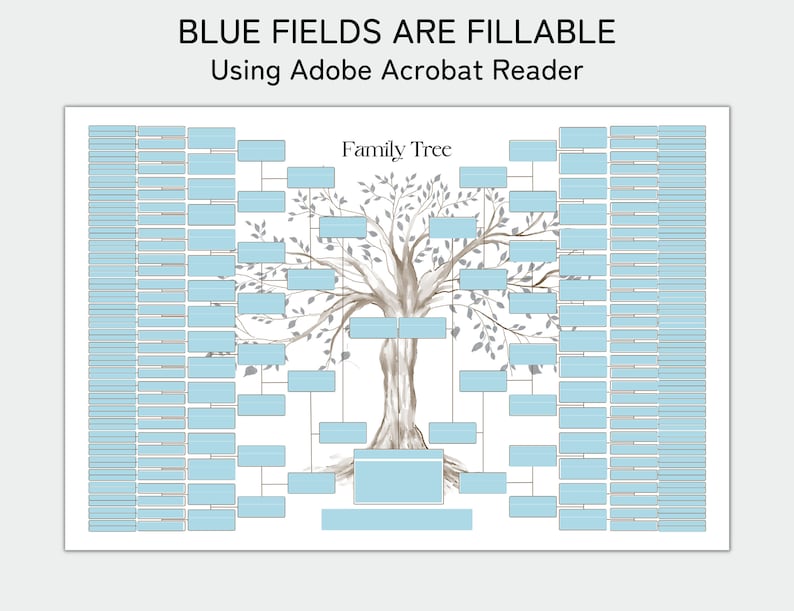 Family Tree Template 8 Generation, Family Tree Chart, 24 X 36" Poster ...