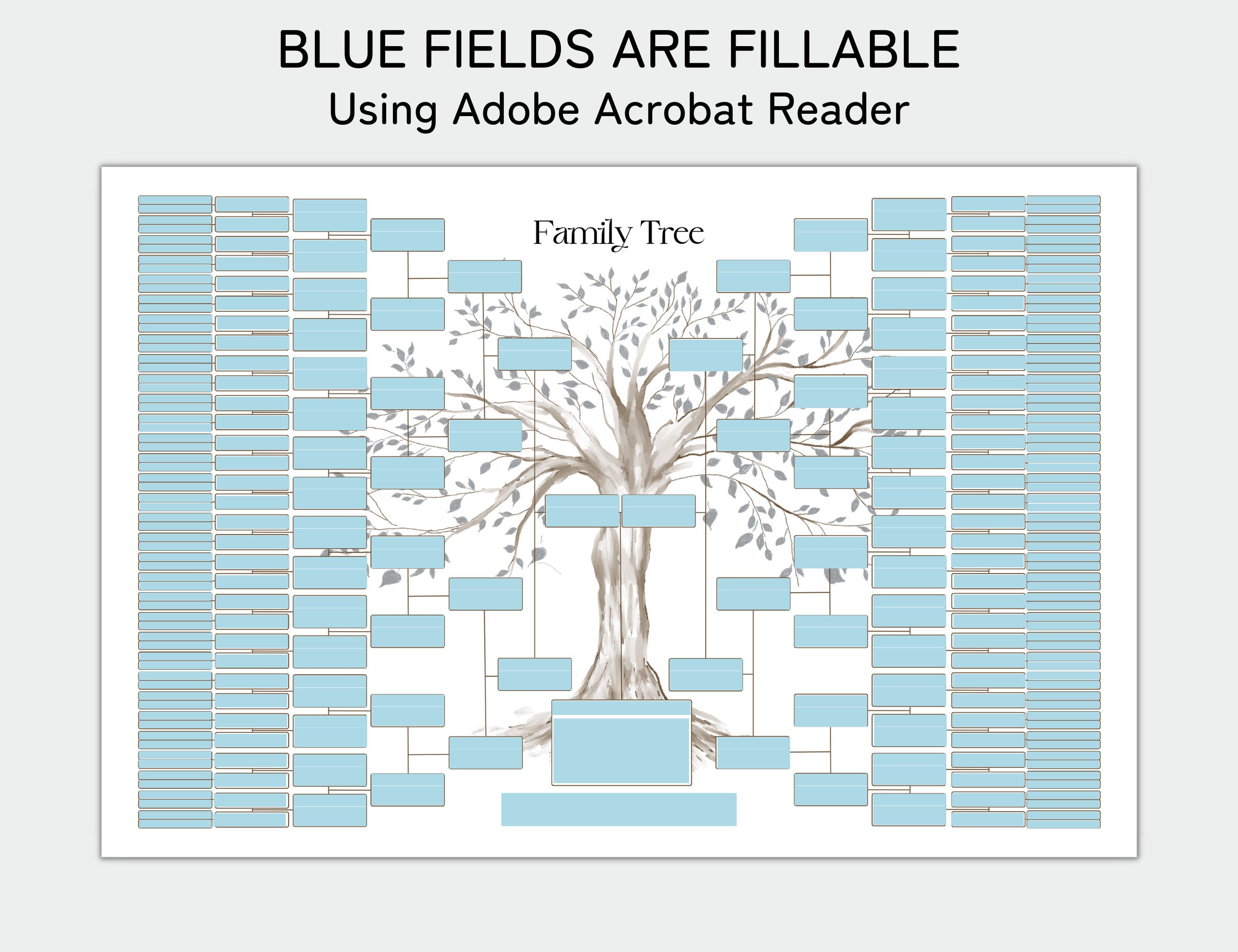 Family Tree Template 8 Generation, Family Tree Chart, 24 X 36 Poster ...