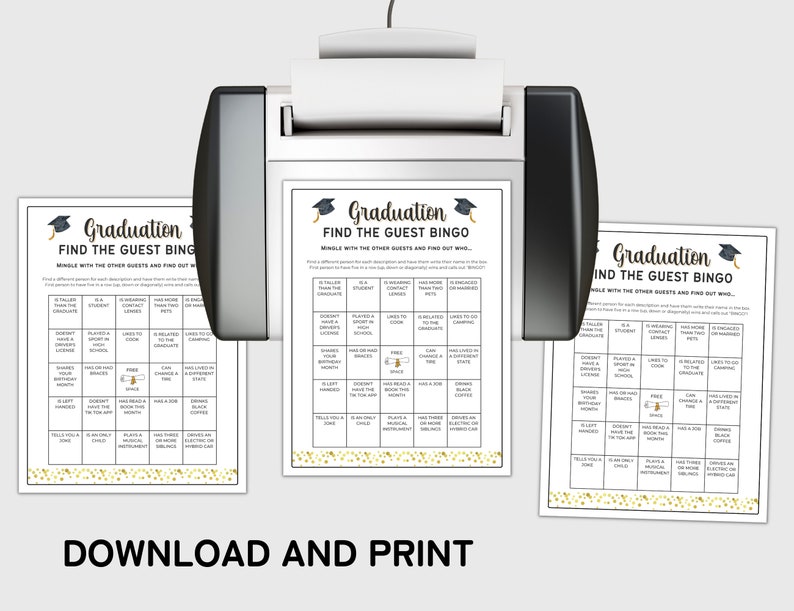 Graduation Find the Guest Bingo Game for Graduation Party, Mix and ...