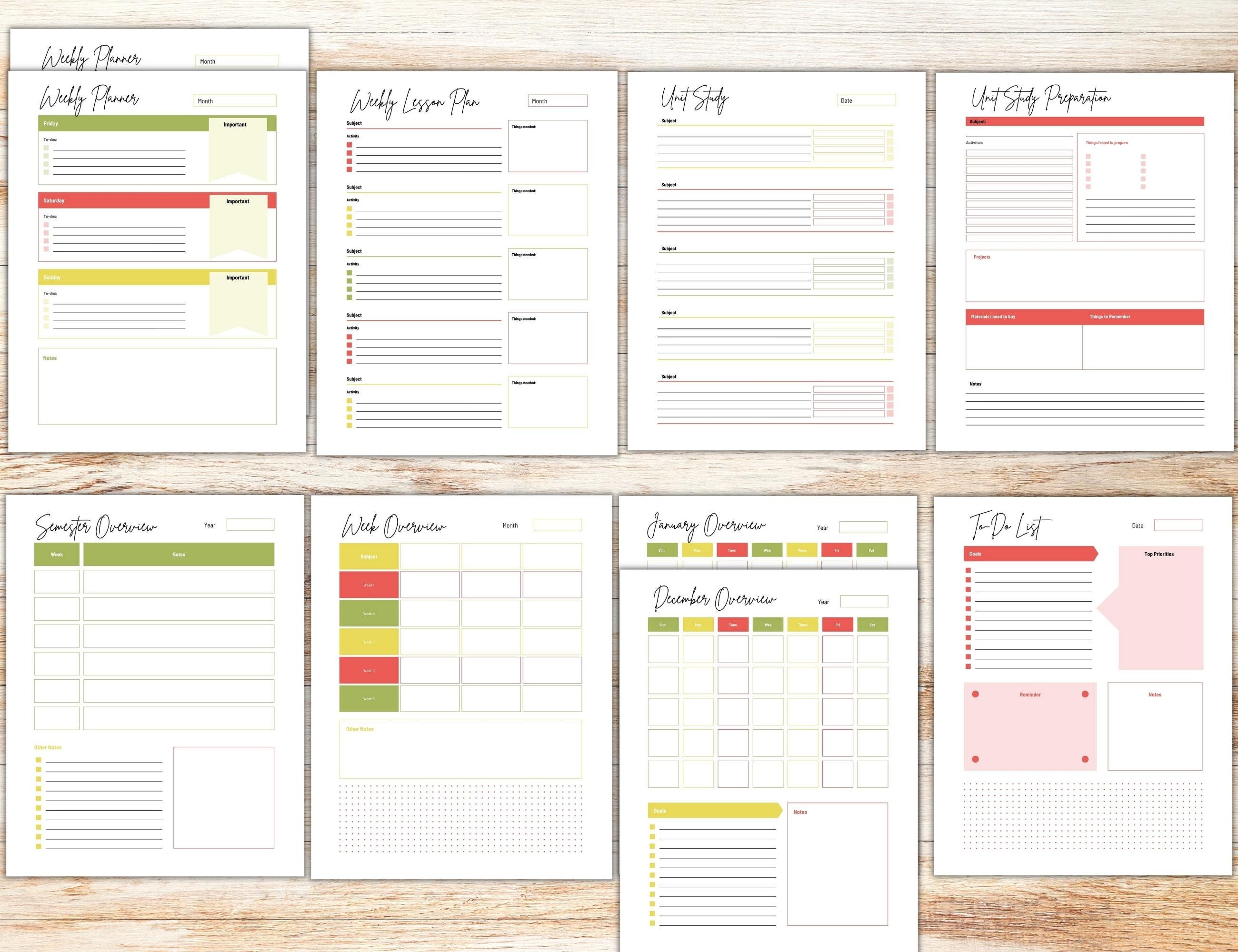 Printable Homeschool Planner, Undated Teacher Planner, Homeschool ...