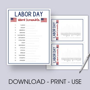 Labor Day Word Scramble Game, Patriotic Games, Labor Day Activities ...